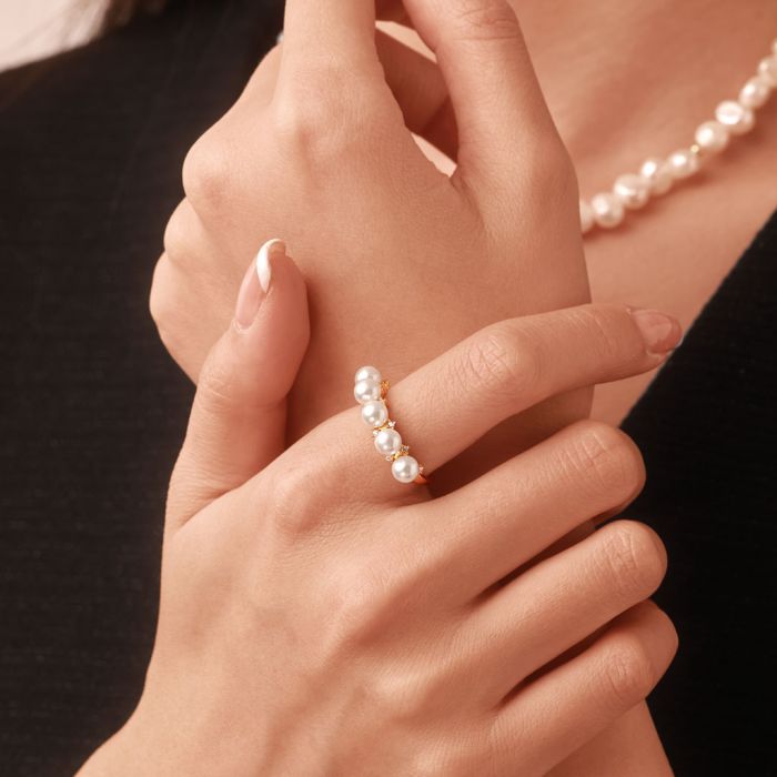 Stylish Round Pearl Rings, Pearl Engagement Rings - HI PEARL Jewelry