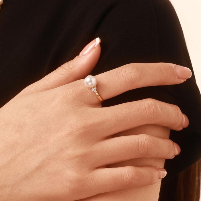 Stylish Round Pearl Rings, Pearl Engagement Rings - HI PEARL Jewelry
