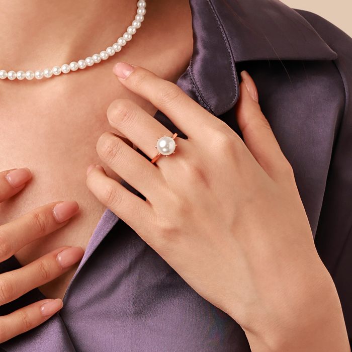 Stylish Round Pearl Rings, Pearl Engagement Rings - HI PEARL Jewelry