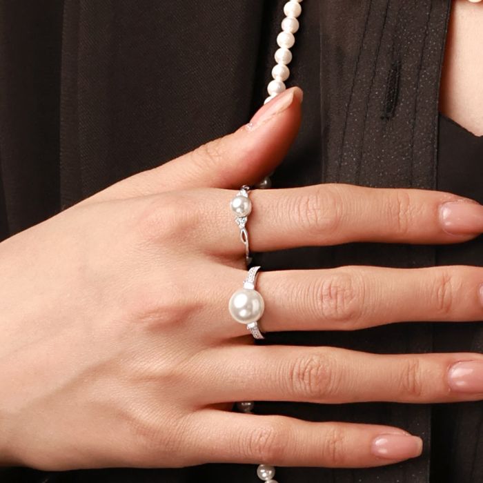 Stylish Round Pearl Rings, Pearl Engagement Rings - HI PEARL Jewelry