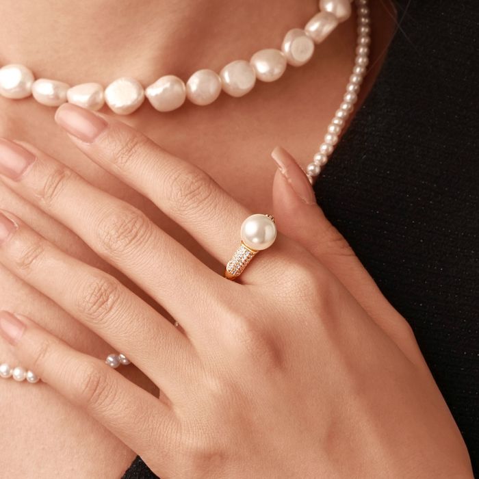 Stylish Round Pearl Rings, Pearl Engagement Rings - HI PEARL Jewelry